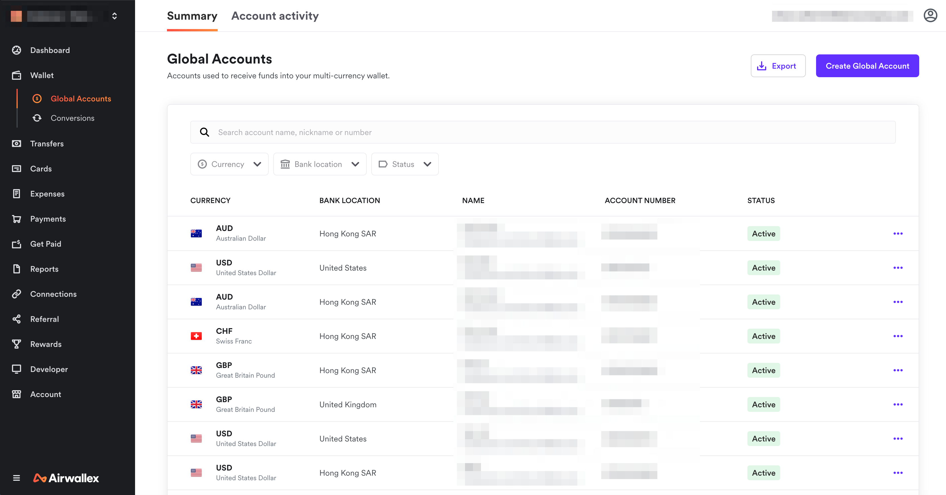 Creating and Viewing Global Accounts – Airwallex Help Centre