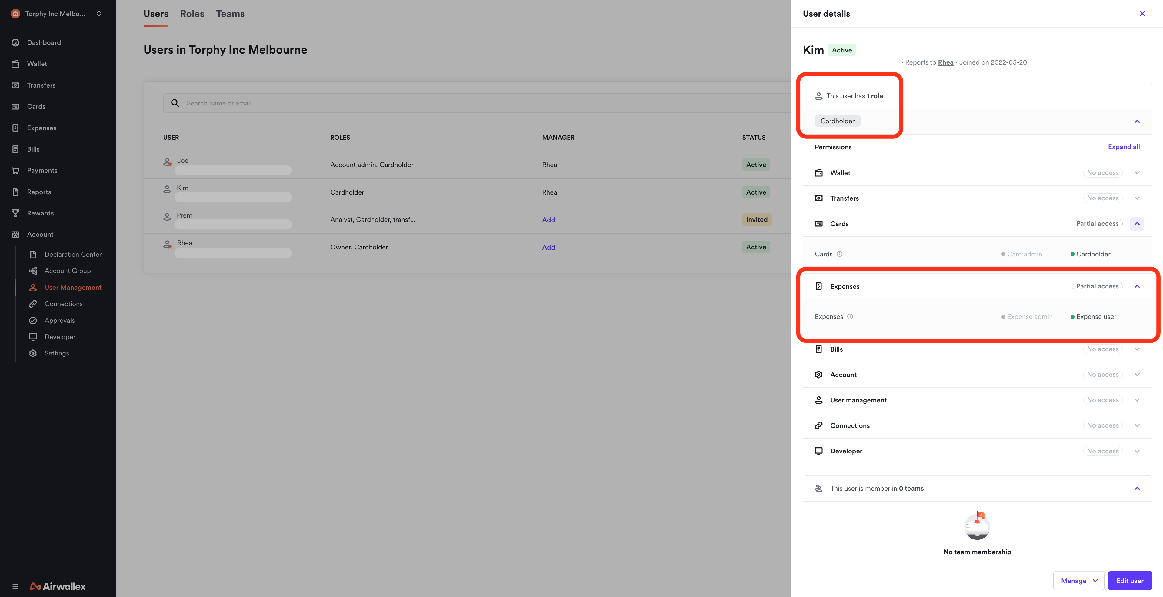 What are the predefined user roles in Airwallex Expense Management ...
