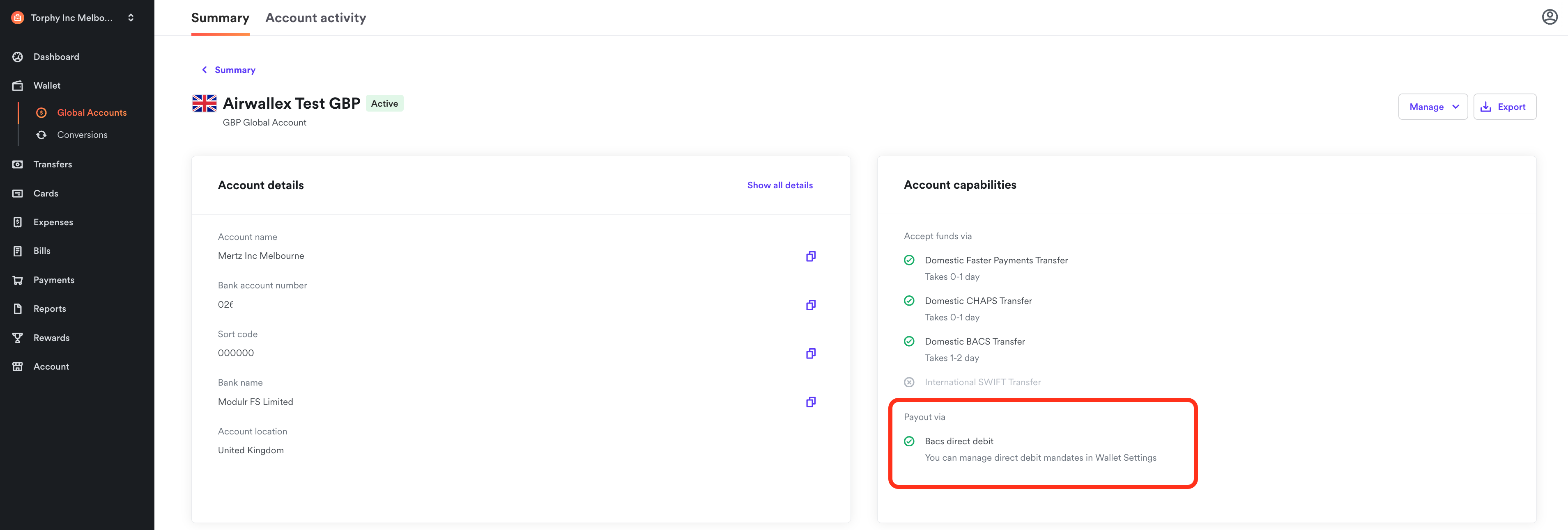 How can I enable Direct Debit functionality on my Global Account? – Airwallex Help Centre